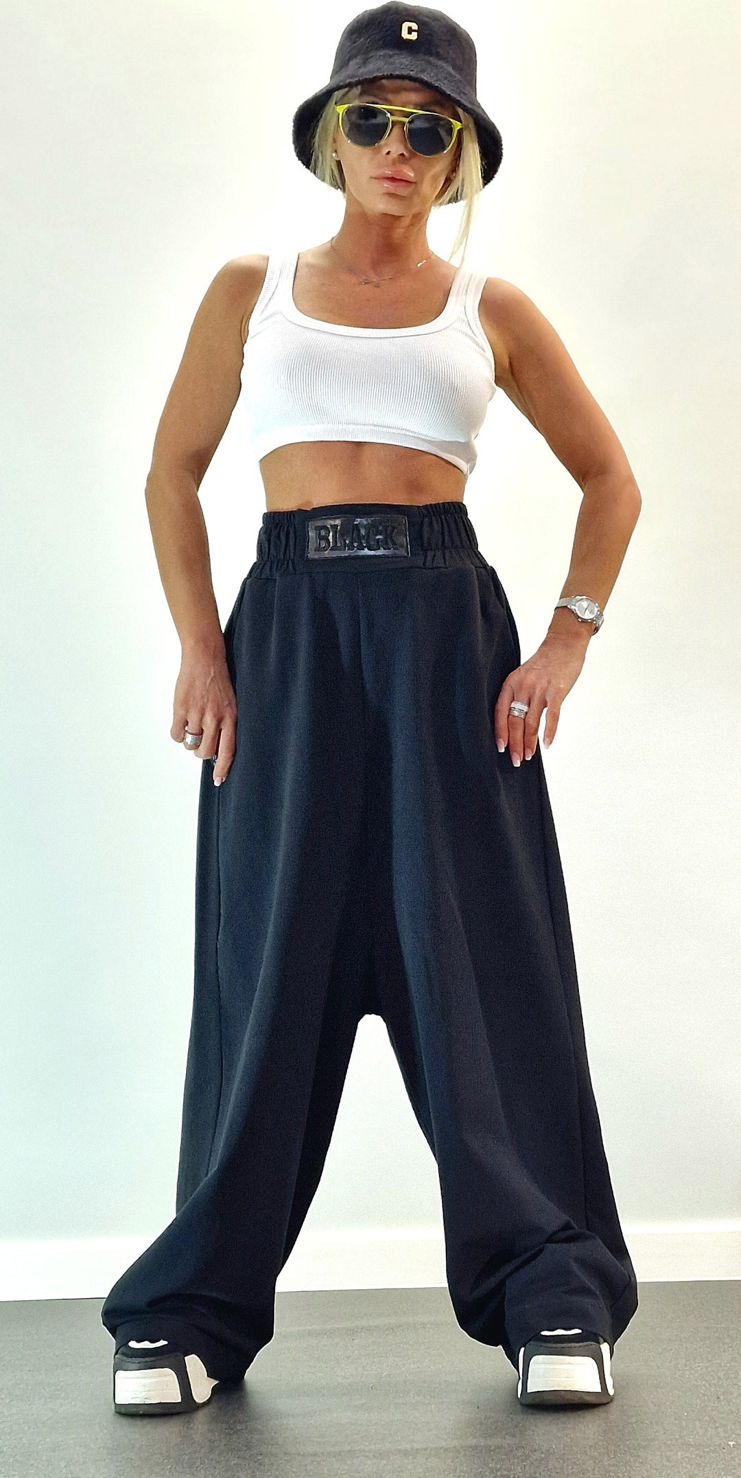 LOOSE High Waste Pants, Baggy Pants, Harem Pants, Loose Drop Crotch ...