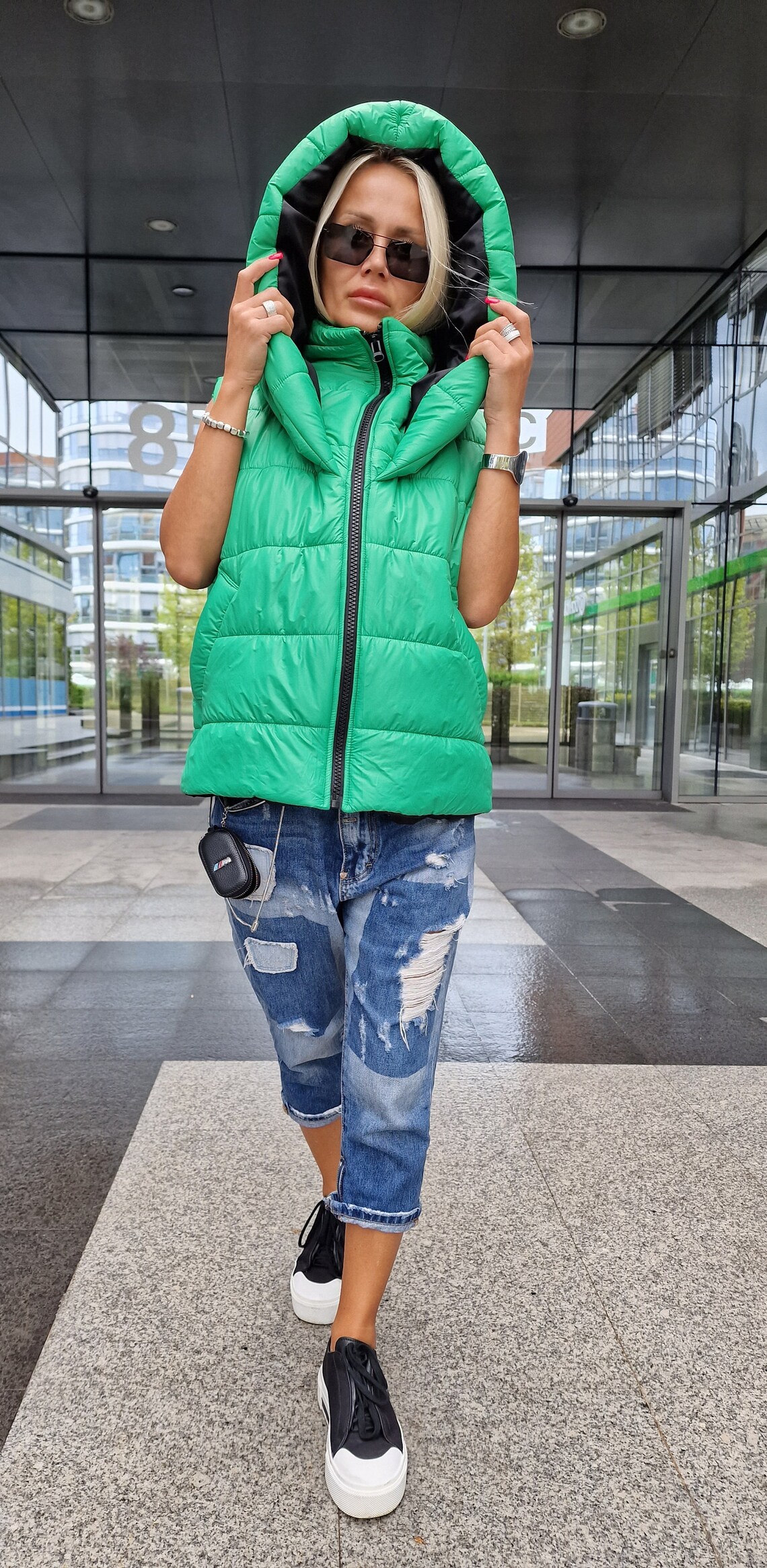 Sleeveless Hooded Vest Short Jacket With Oversized Hood - Etsy