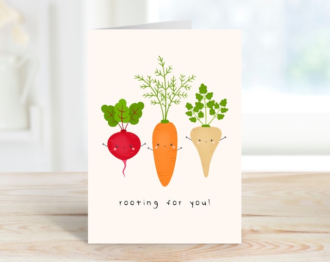 Rooting for You Good Luck Card Congratulations Card A6 Vegetable Card ...