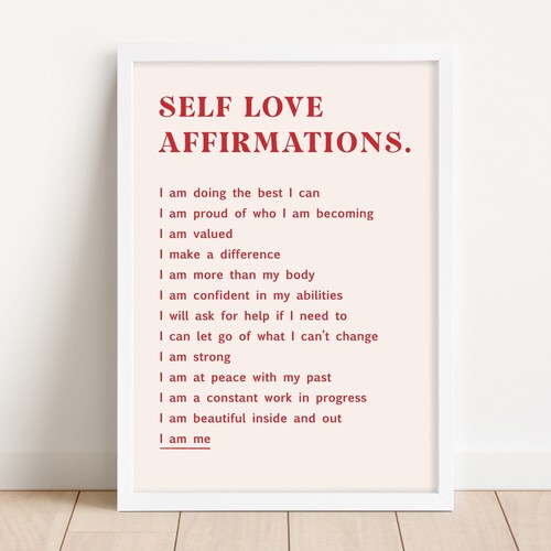 Self Love Affirmations Wall Art Print Positive Quote Print | Etsy