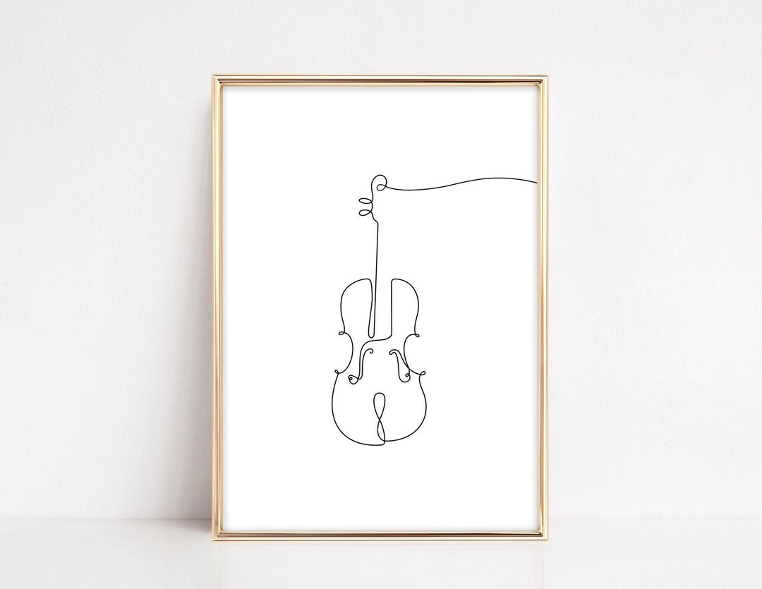 Minimalist Violin Instrument Line Drawing Wall Art Print | A6, A5, A4 ...