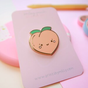 Smiley Peach Enamel Pin | Kawaii Peach Hard Enamel Pin | Lapel Pin ...