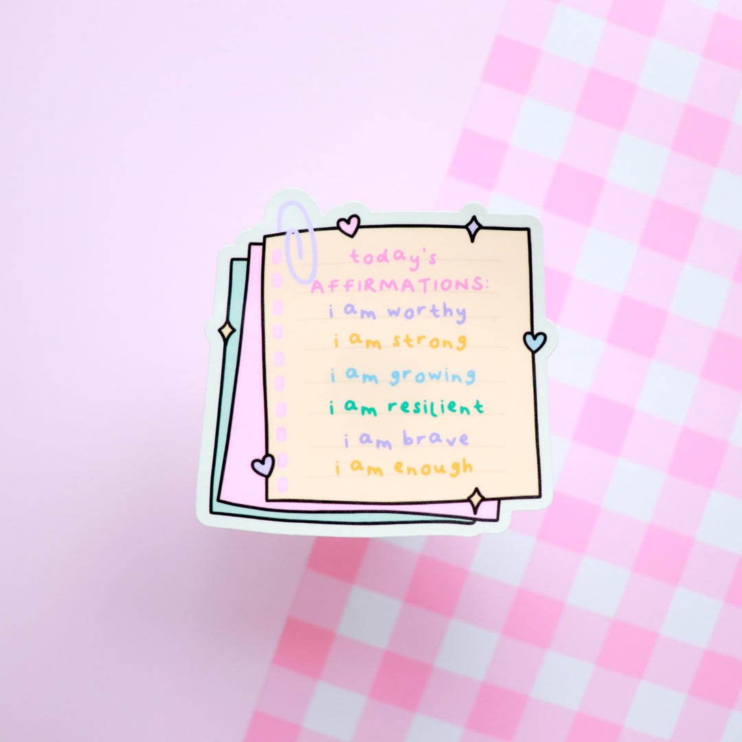 Daily Affirmations Sticker – Pastel Sticky Notes Design, Self Love ...