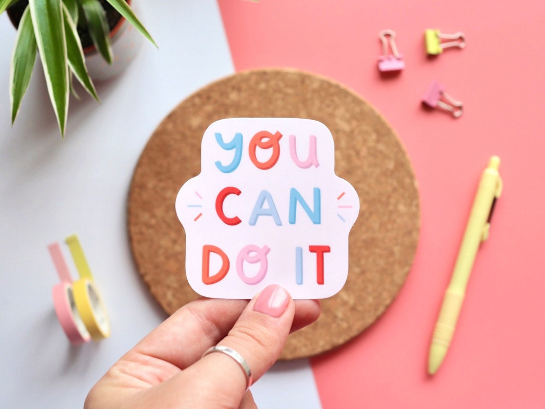 You Can Do It Sticker – Motivational, Blue, Red & Pink Aesthetic ...