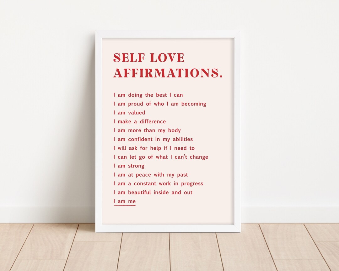 Self Love Affirmations Wall Art Print Positive Quote Print Positivity ...