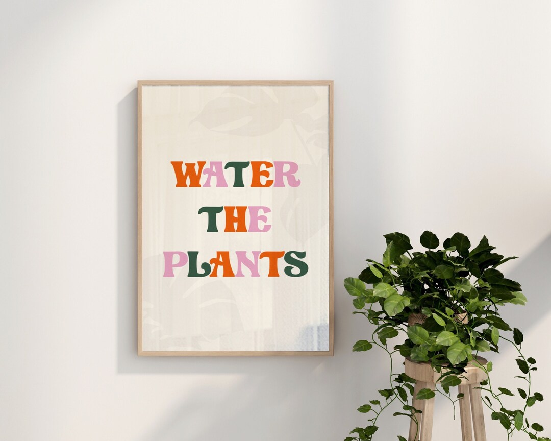 Water the Plants Wall Art Print | Botanical | Rainbow | Retro | Plant ...