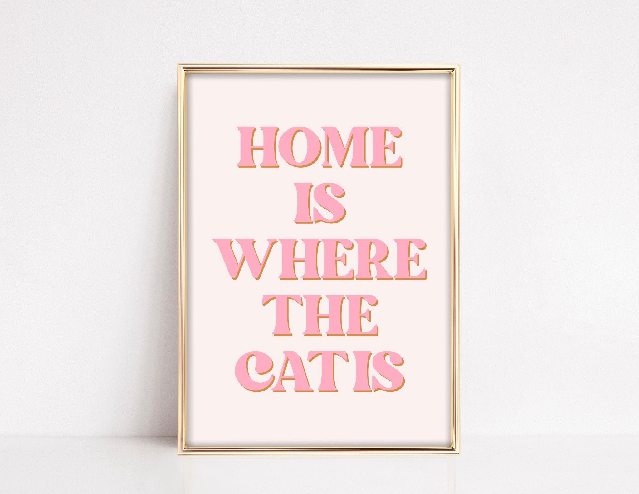Home is Where the Cat is Wall Art Print Retro Cat Lover - Etsy UK