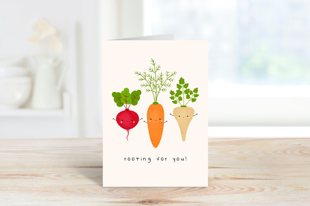Rooting for You Good Luck Card | Congratulations Card | A6 | Vegetable ...