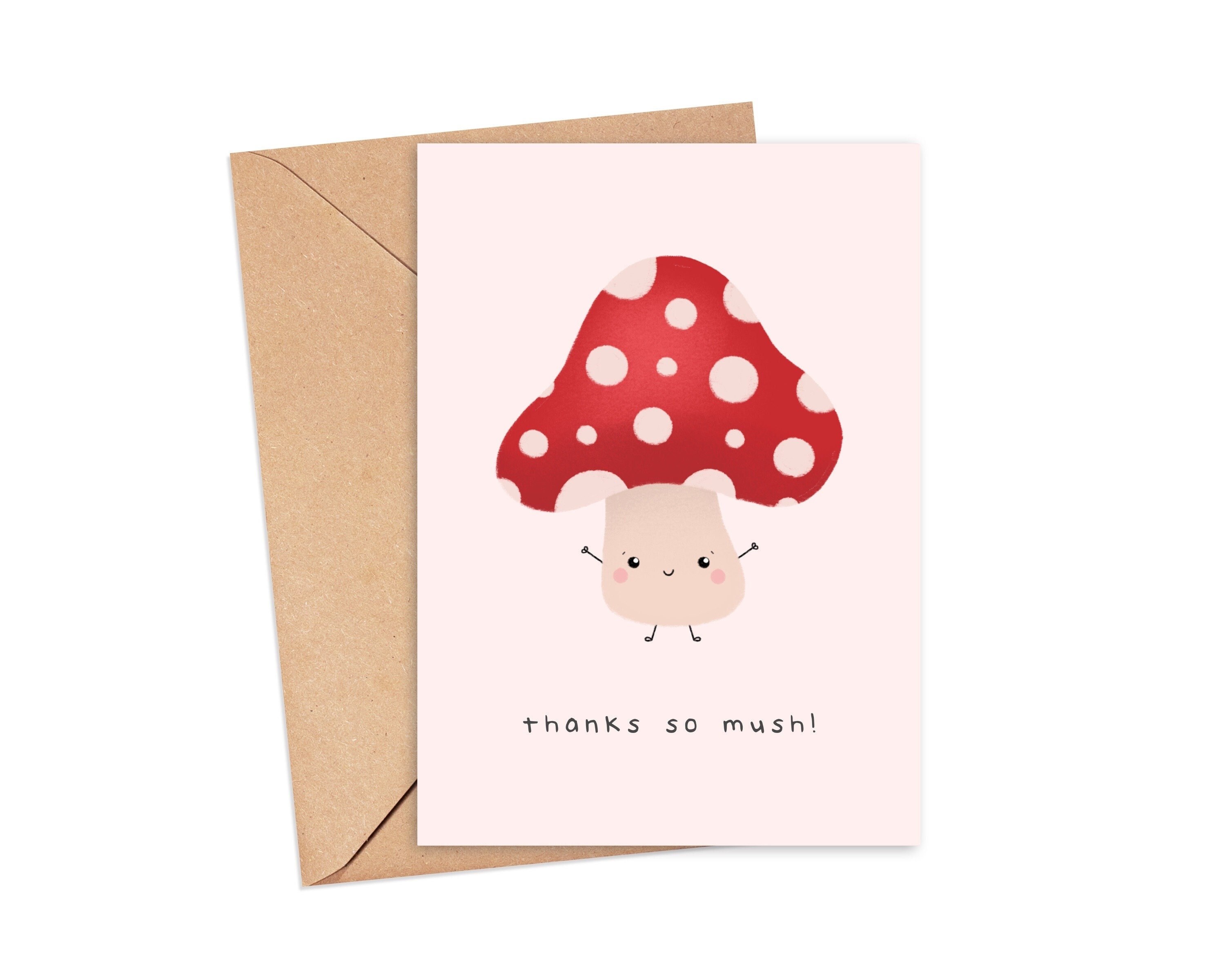 Thanks so Mush Funny Thank You Card Mushroom Pun Card | Etsy