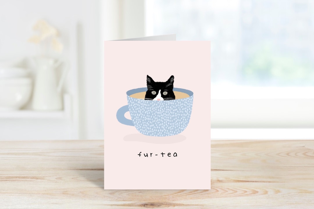 Funny 30th Birthday Card – Cat Pun Fur-tea Thirty Card – Humorous ...