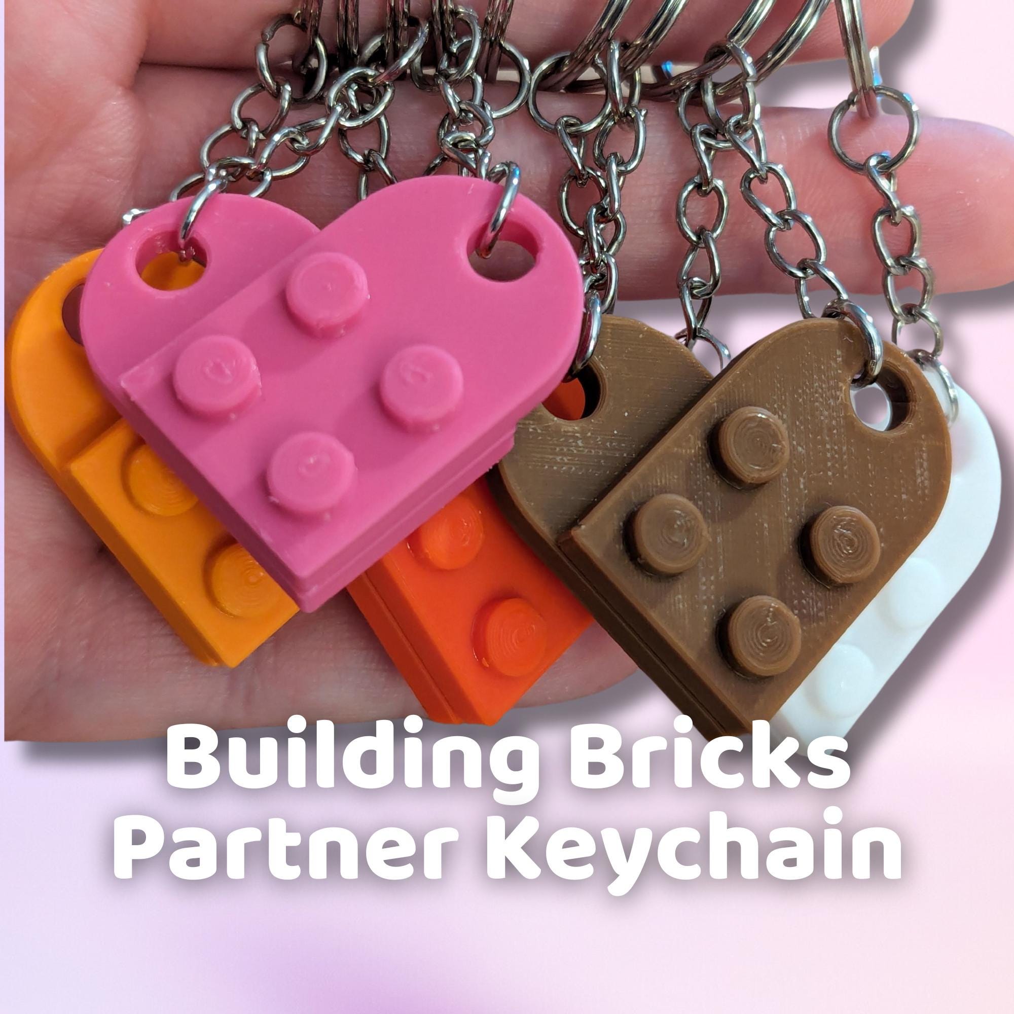 Building Blocks Partner, Lovers, FRIENDSHIP Heart Keychain – Pack of 2 ...