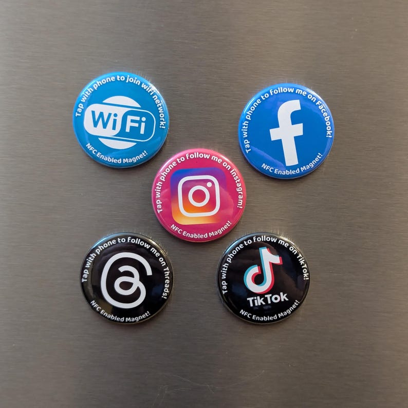 Nfc-enabled Fridge Magnets or Pin Buttons – Round 38mm (1.5") | Social ...