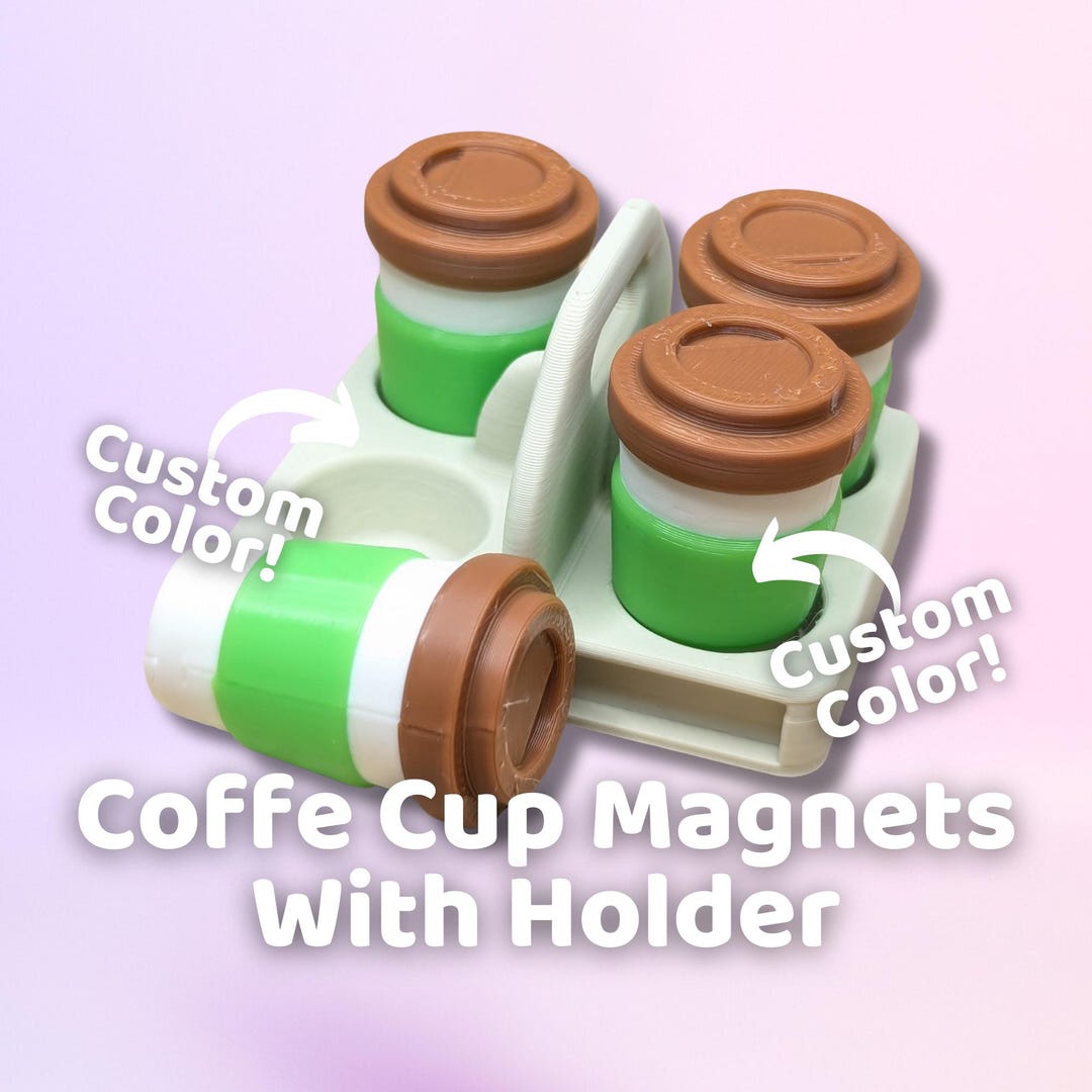 Mini Coffee Cup Fridge Magnets Set of 5 | Includes Magnetic Holder Tray ...