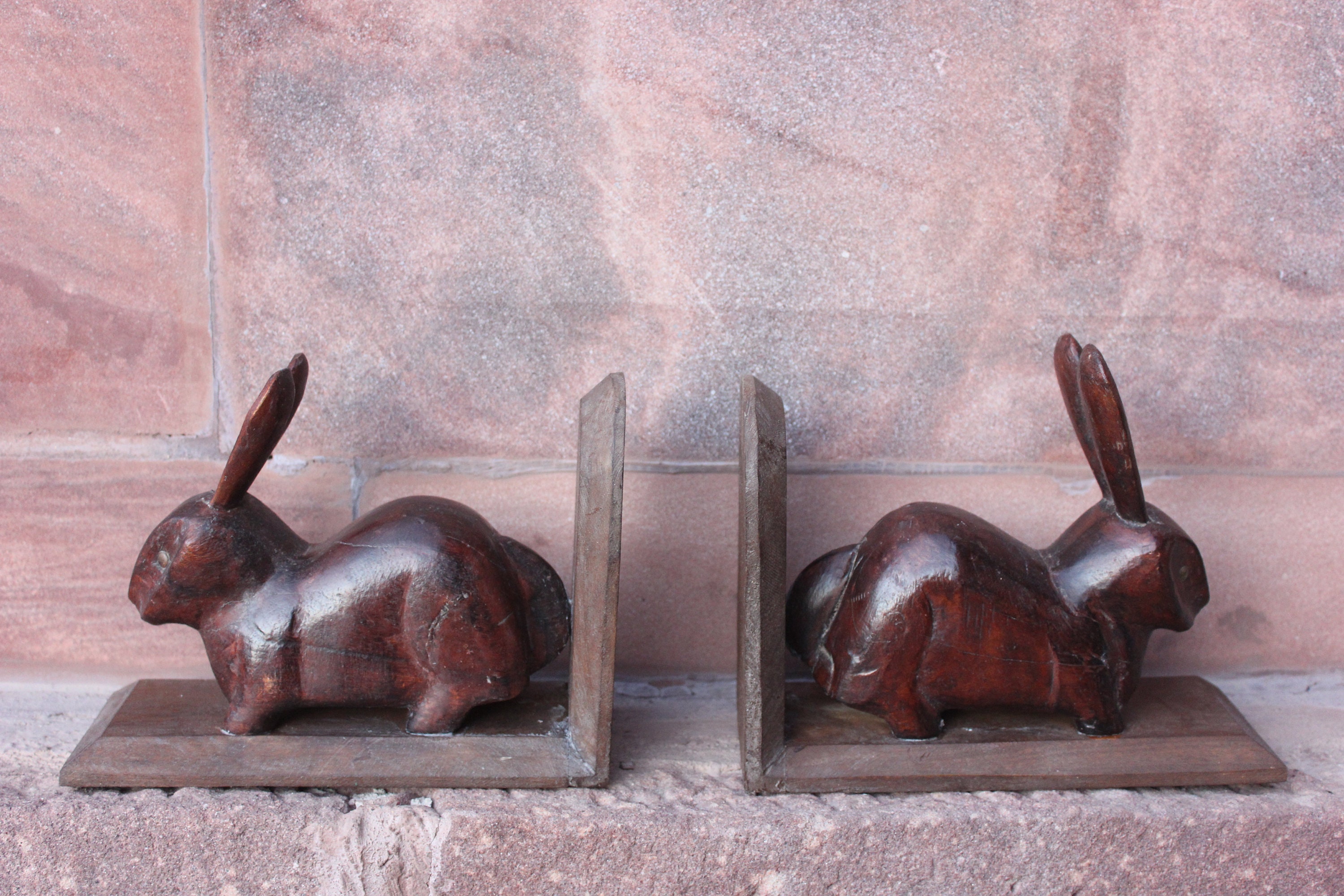 Handmade Wooden Rabbit Bookends: Indian Home Decor - Etsy