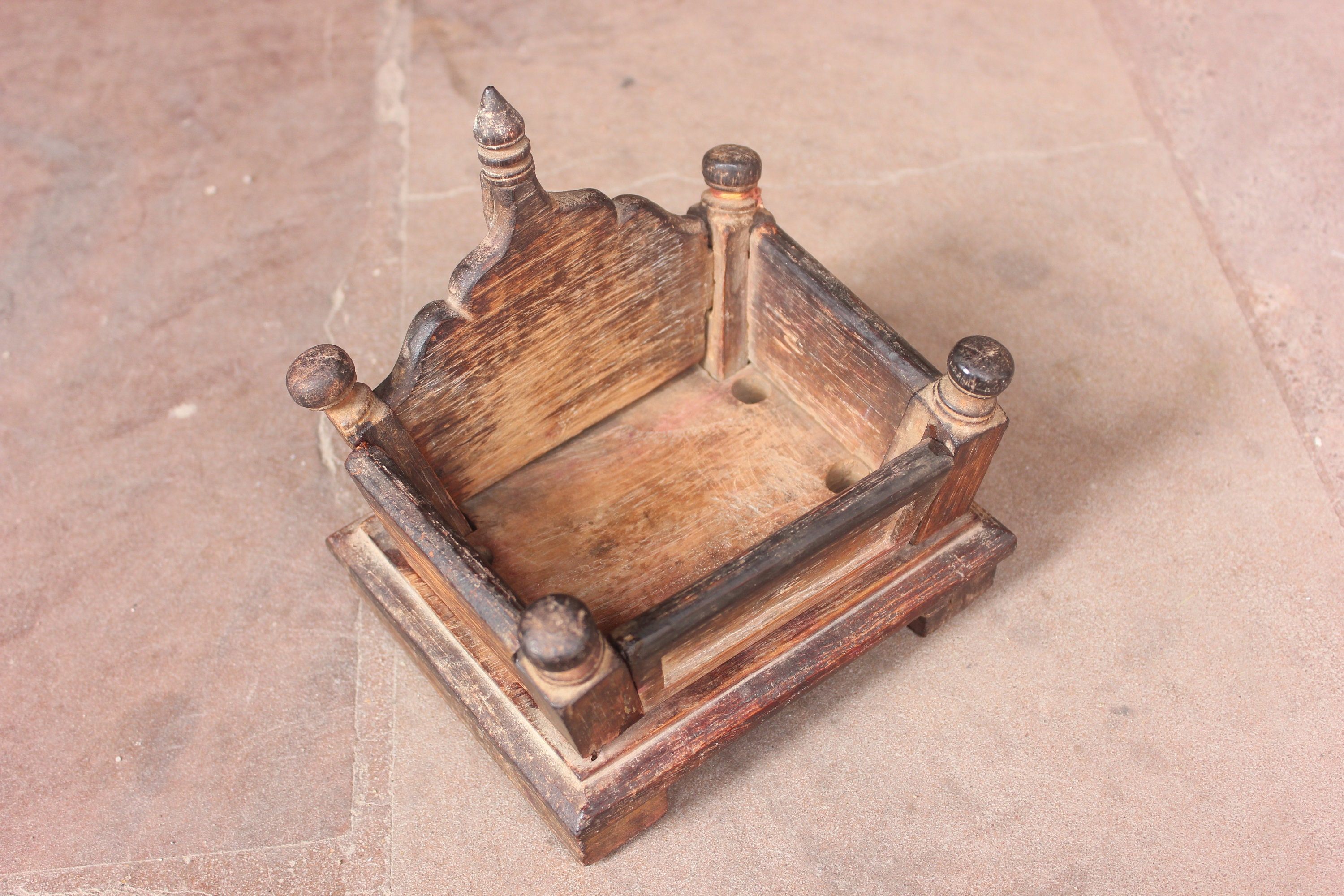 Old Wooden Throne Shape Altar Small Wall Shelve for | Etsy