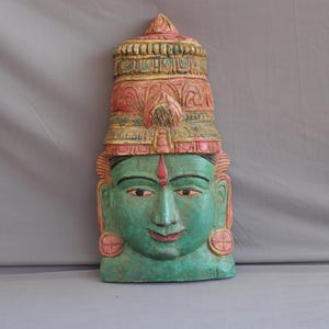 Handmade Wooden Devi Parvati Mask: Indian Goddess Wall Decor - Etsy