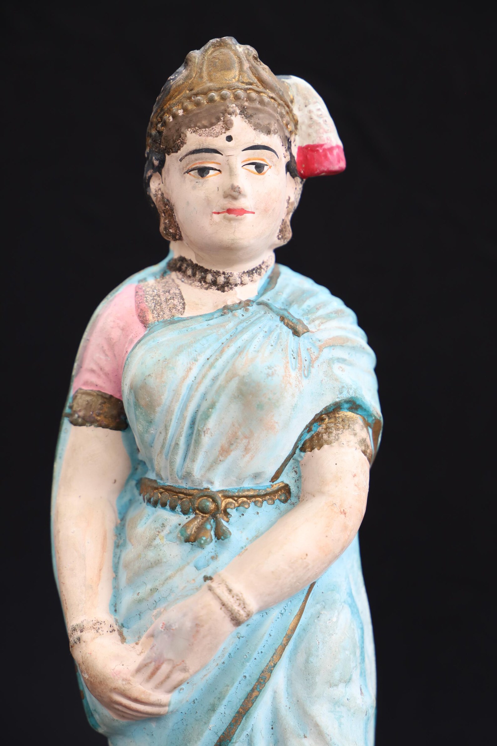 Handmade Terracotta Lady Statue: Vintage South Indian Folk Art - Etsy