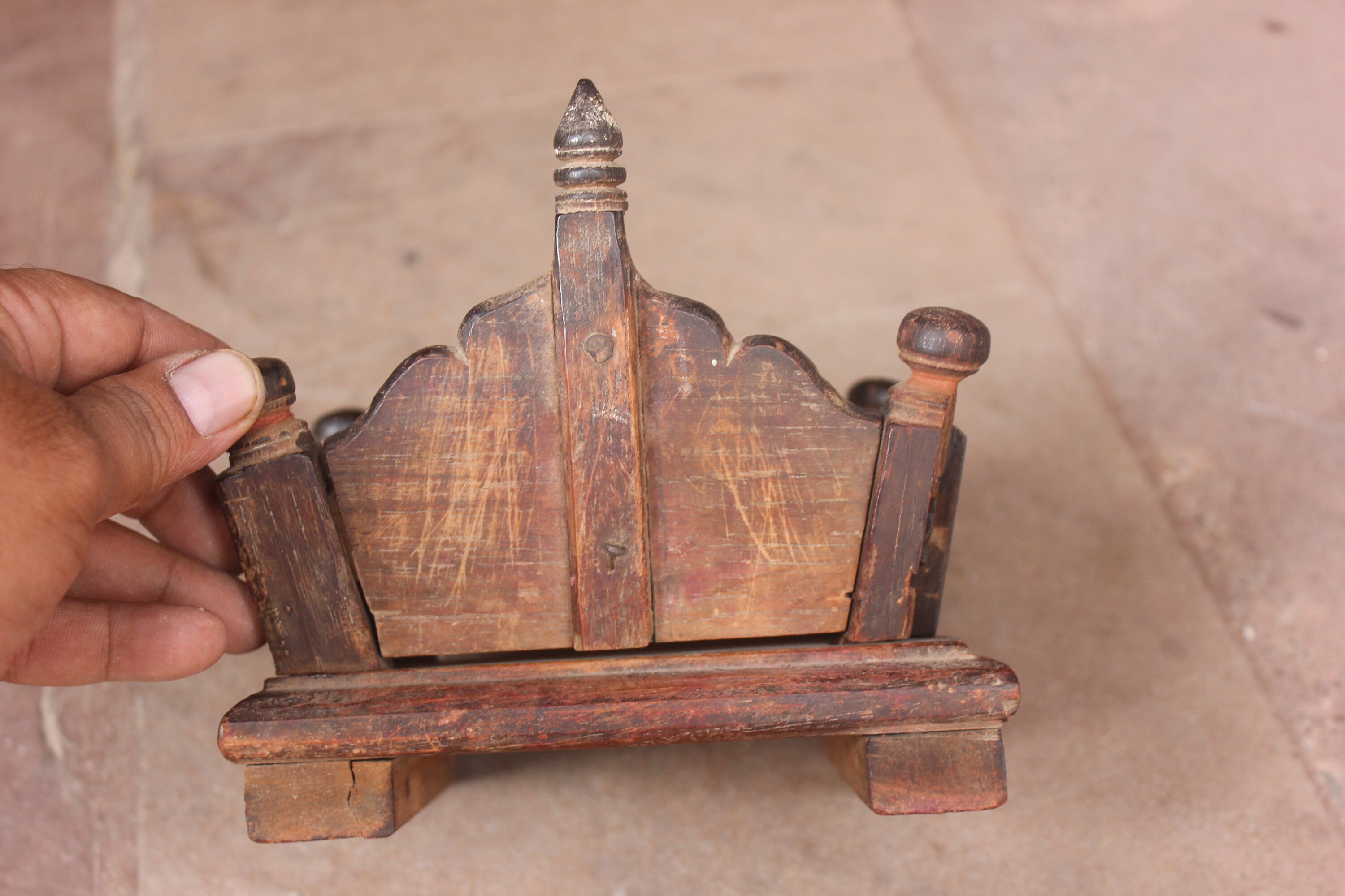 Old Wooden Throne Shape Altar Small Wall Shelve for | Etsy