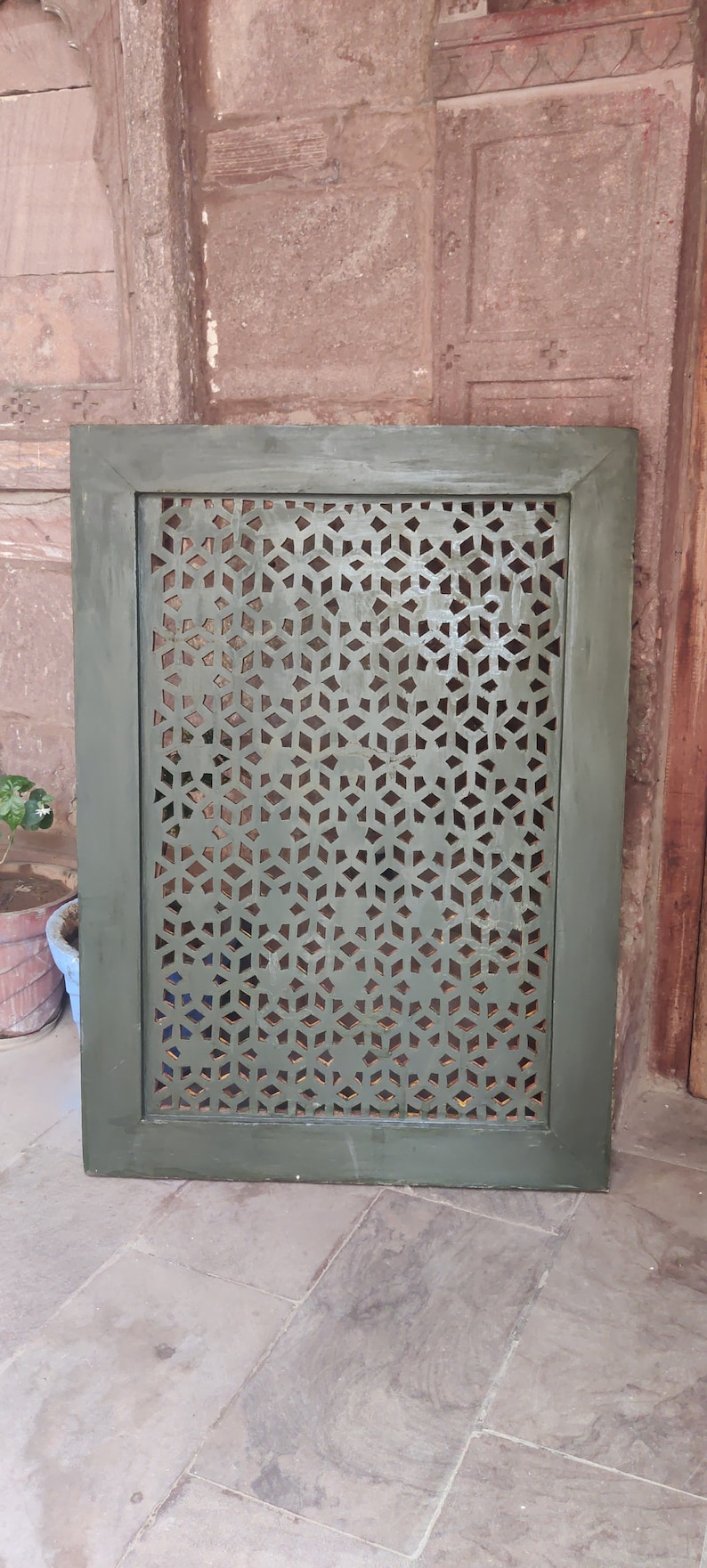 Handmade Wooden Jali Frame: Floral Wall Panel, Handpainted - Etsy