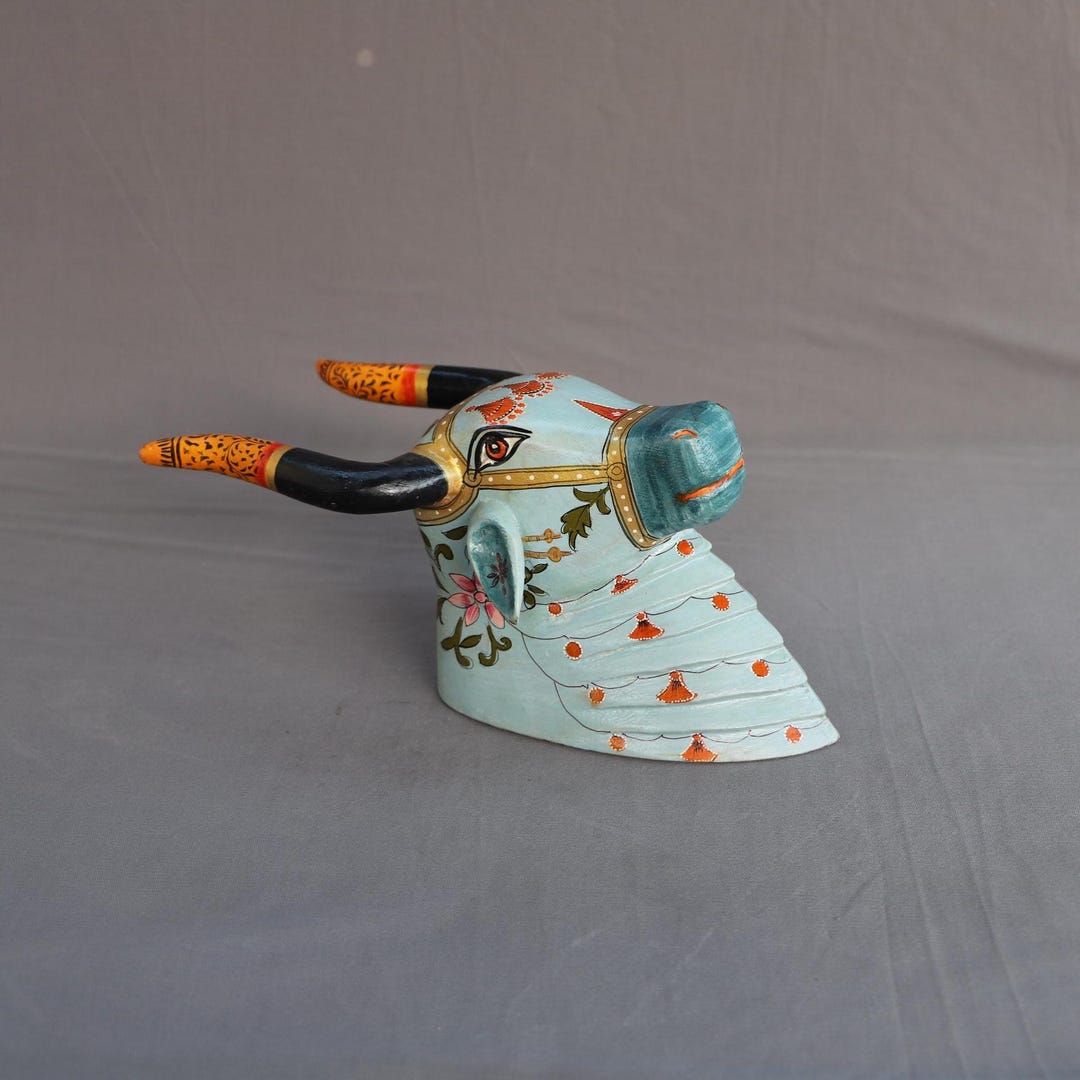 Wooden Nandi || Wall Decor Nandi || Handprinted Nandi Statue ...