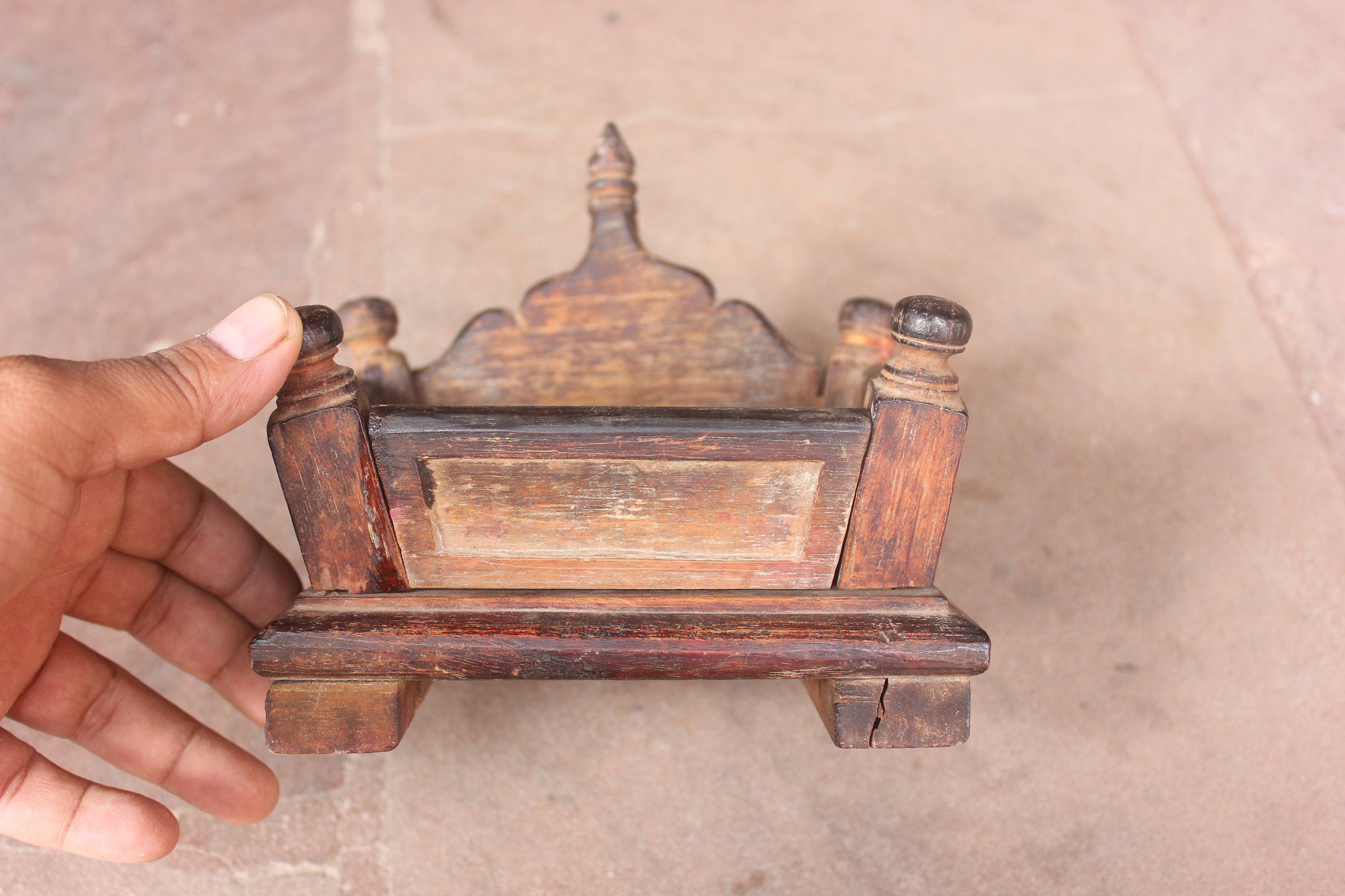 Old Wooden Throne Shape Altar Small Wall Shelve for | Etsy