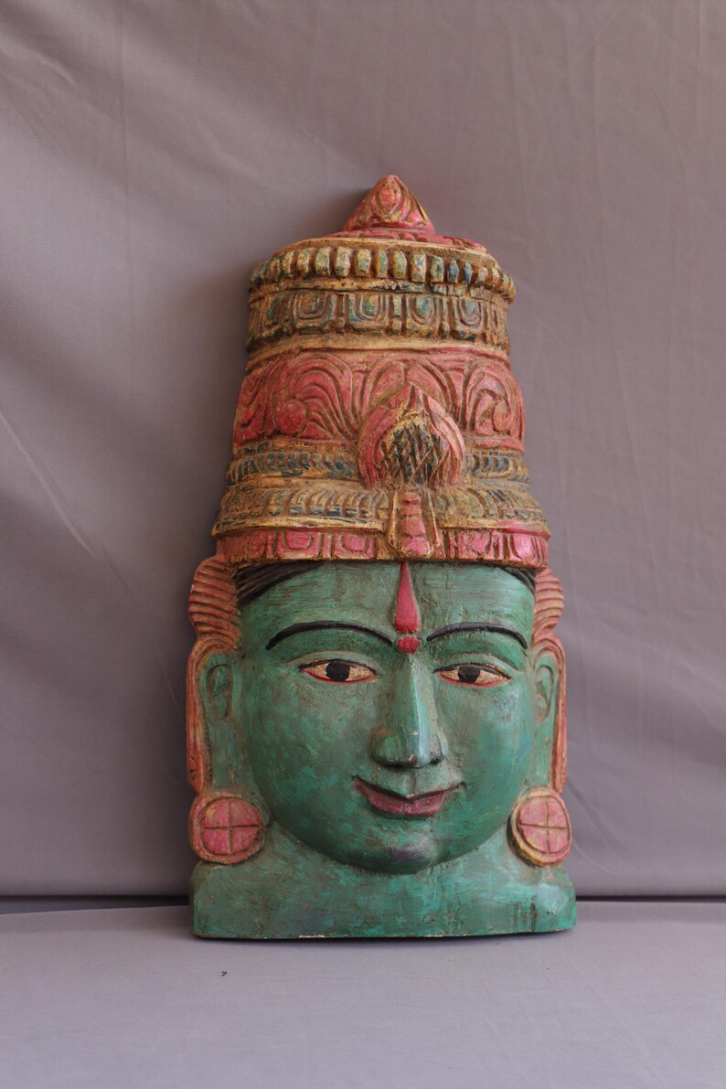 Handmade Wooden Devi Parvati Mask: Indian Goddess Wall Decor - Etsy