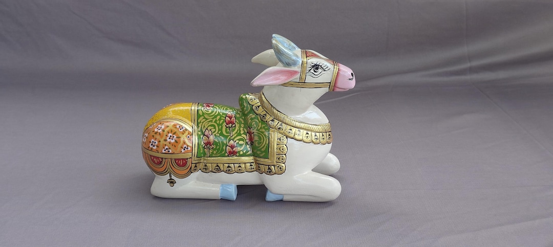 Wooden Handmade Water Colore Painted Cow Statue || Indian Indoor Home ...
