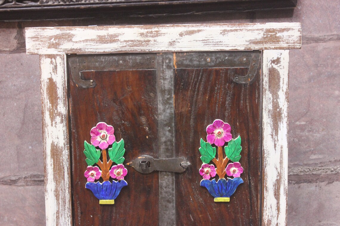 Antique Indian Floral Design Wall Decorative Window Rustic - Etsy