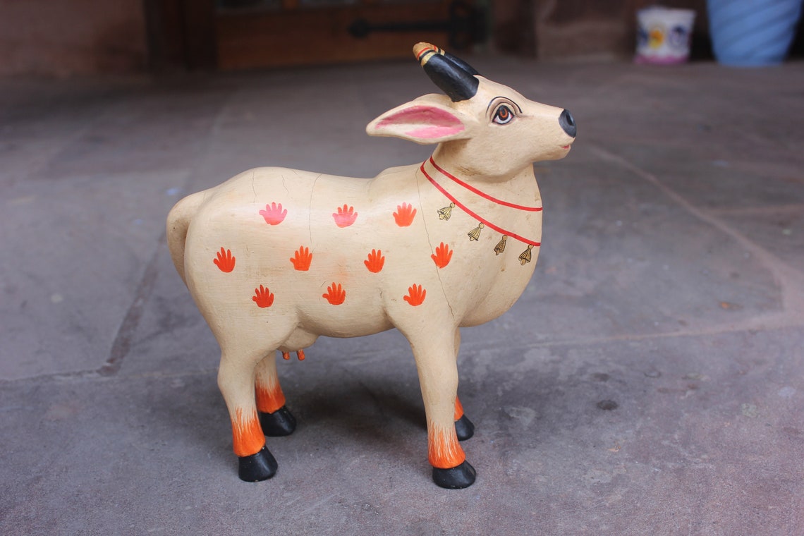 Beautiful hand made and handpainted holy cow statue for home | Etsy