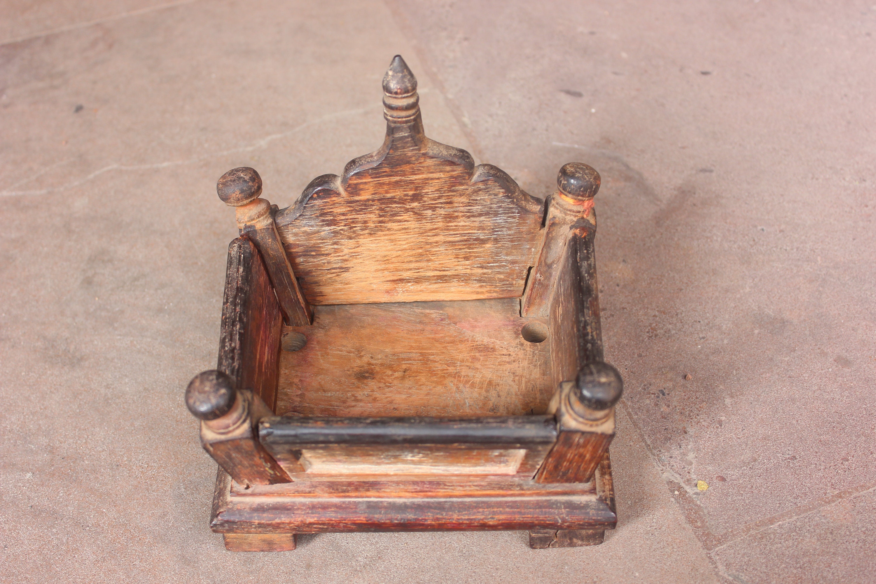 Old Wooden Throne Shape Altar Small Wall Shelve for | Etsy