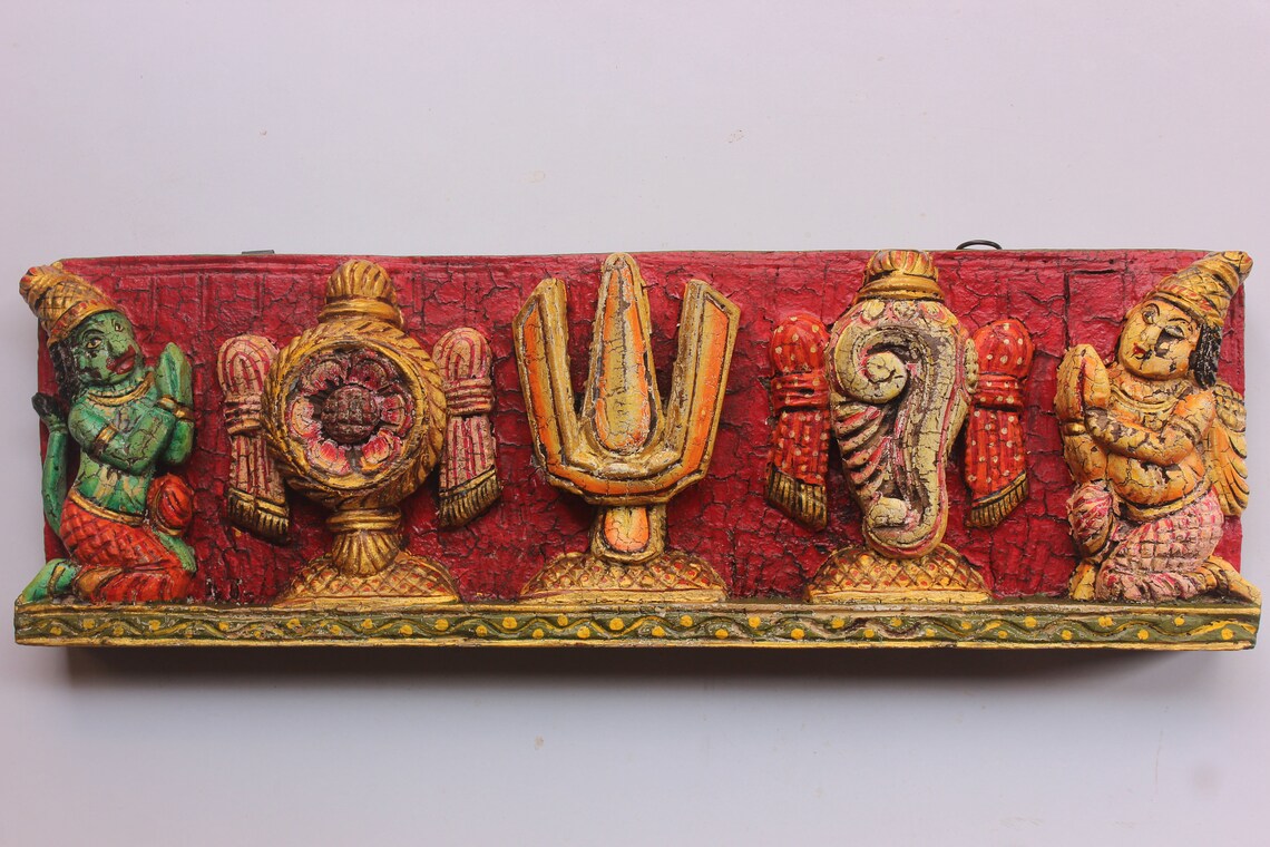 Wooden Rustic Shankh Chakra Panel Vishnu Shankh Chakra Panel - Etsy