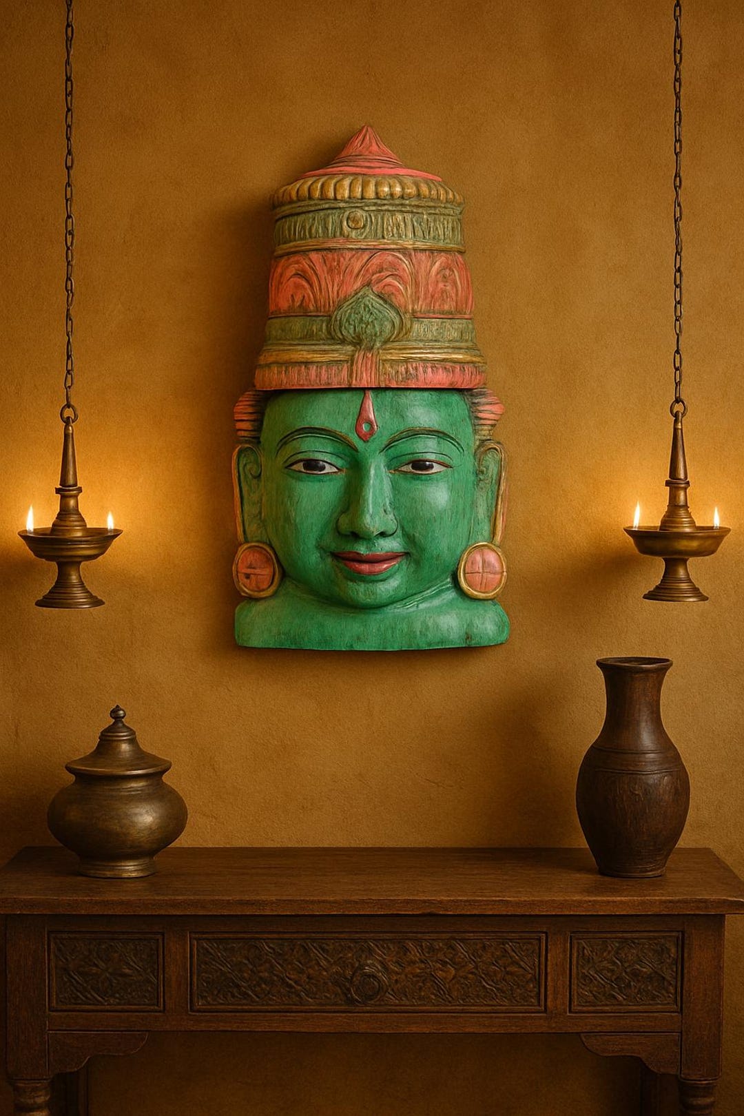 Handmade Wooden Devi Parvati Mask: Indian Goddess Wall Decor - Etsy