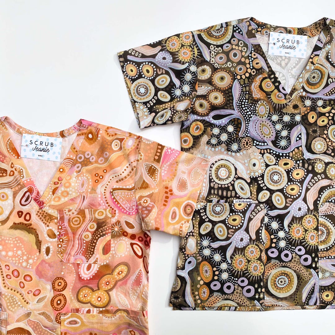 Scrub Tops Made to Order - Indigenous Prints - Etsy Australia