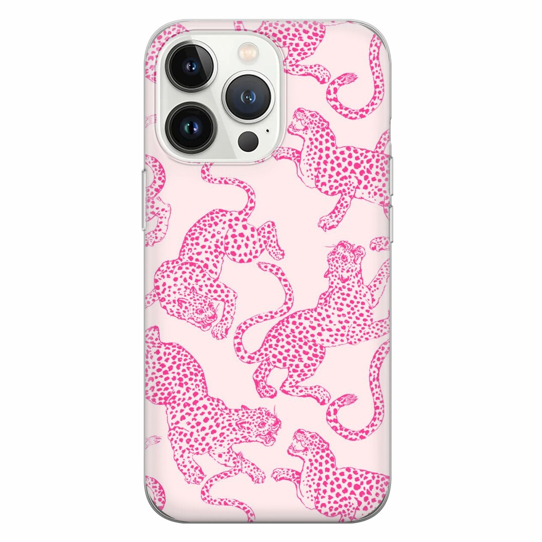 Leopard Phone Case Pink Cover for iPhone 15 14 13 12 Pro Xs SE Samsung ...