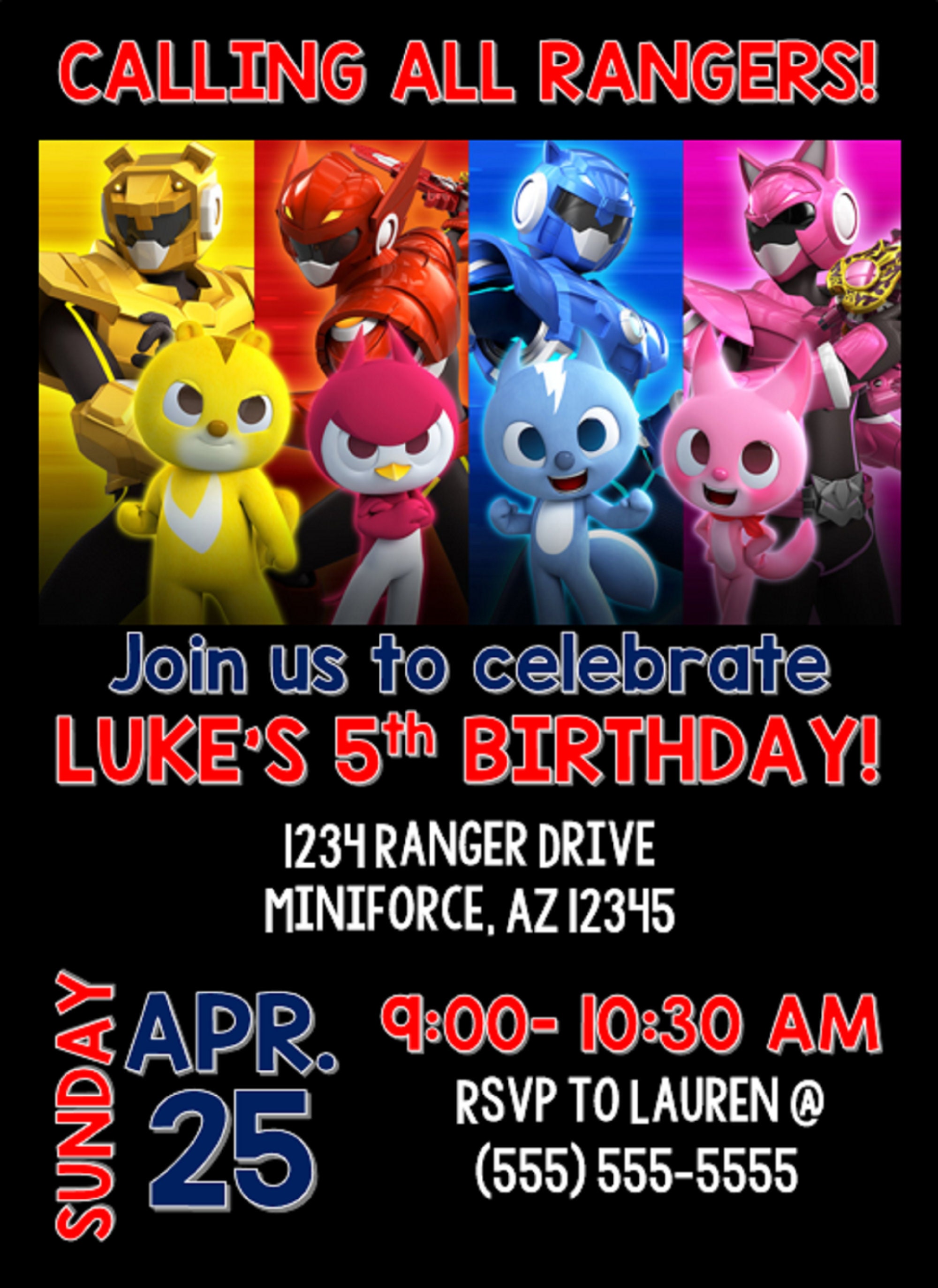 Invitación de cumpleaños de Miniforce | Etsy México