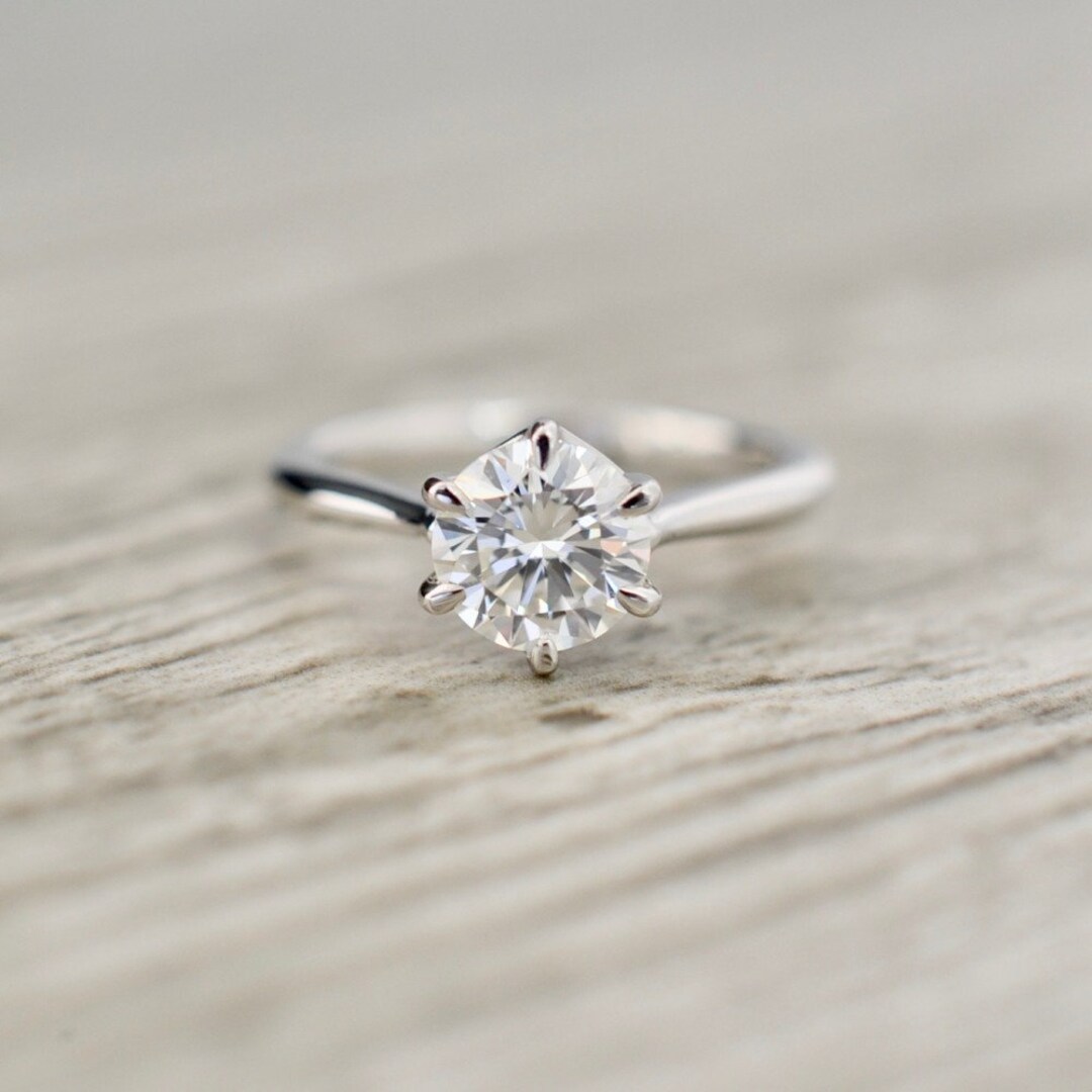 Charles & Colvard Forever One Solitaire Ring 1.35 CT Round - Etsy