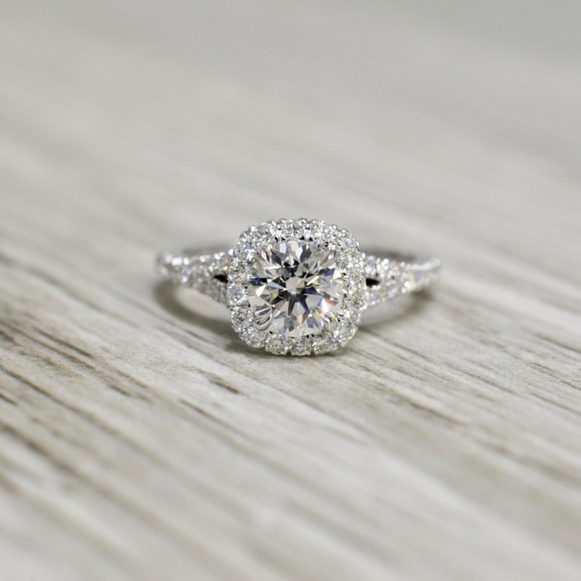 Halo Ring / Charles & Colvard Forever One 2.50 CT / Moissanite Ring/14k ...