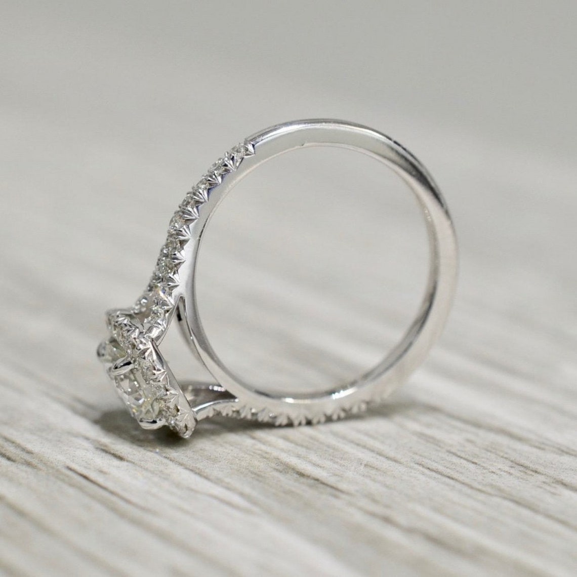 Halo Ring / Charles & Colvard Forever One 2.50 CT / Moissanite Ring/14k ...