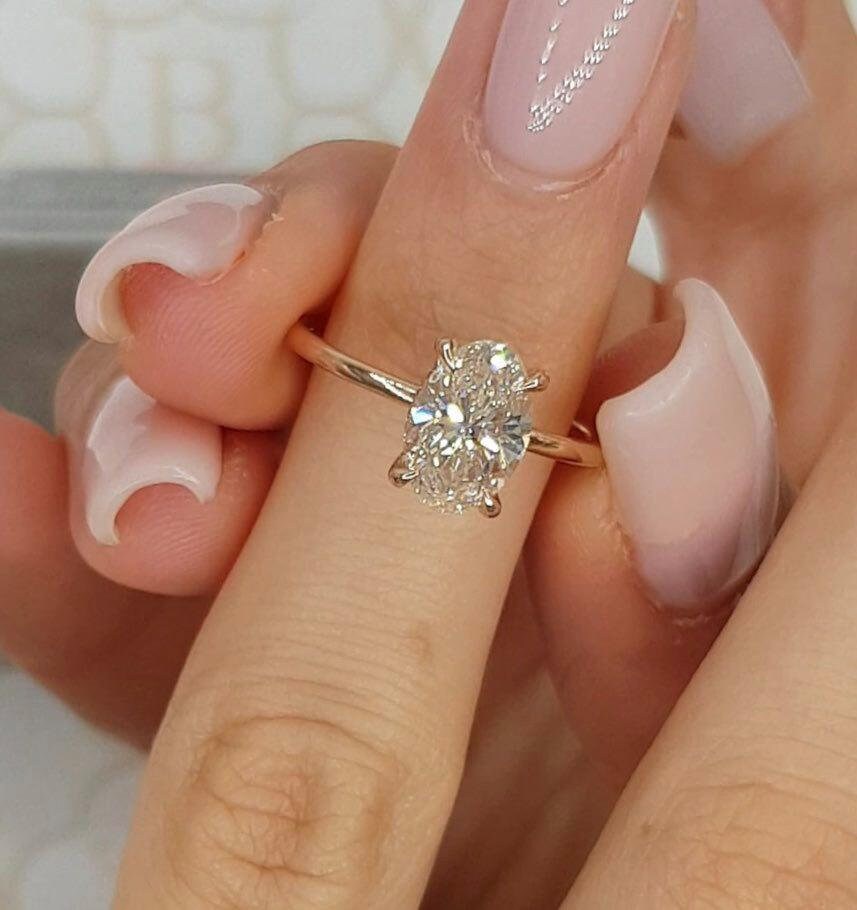 Solitaire Ring / Oval Cut / Charles & Colvard Forever One 2.50 CT ...