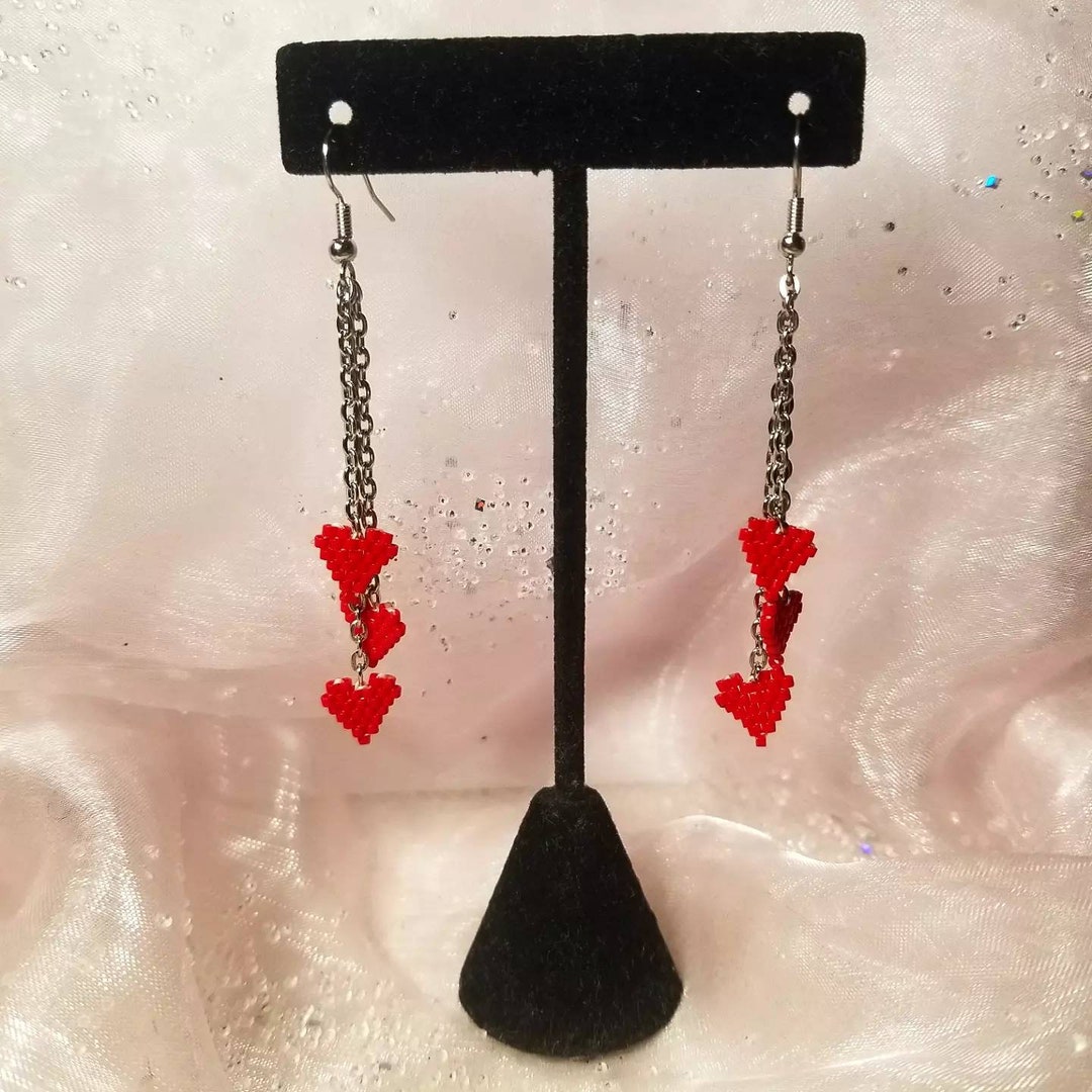 Heart Chain Earrings - Etsy