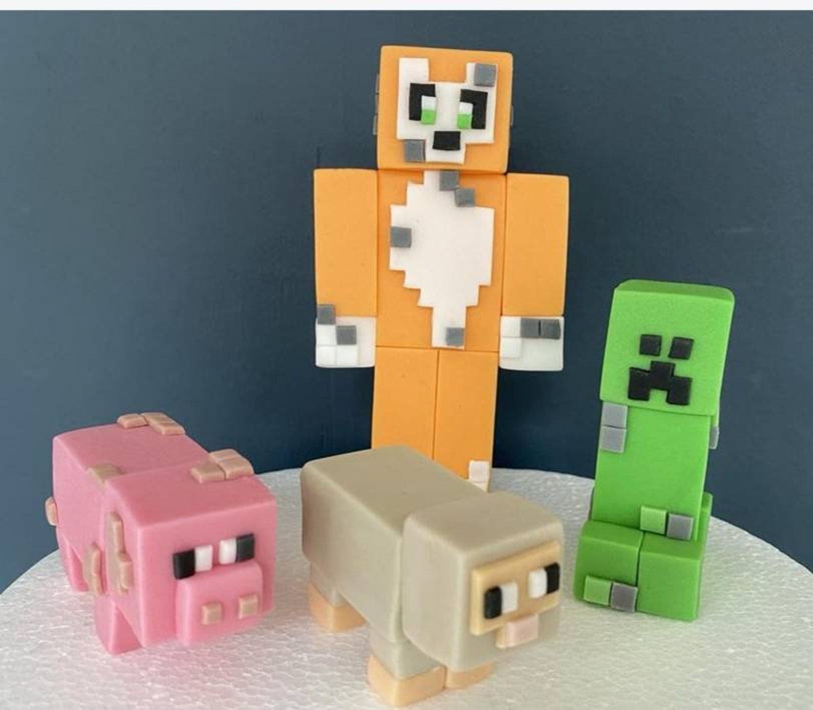 Minecraft torten Dekoration essbare Fondant Creeper Alex ps5 ps4 ps3 ...