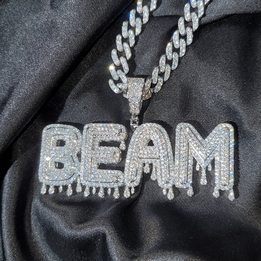 Customize Icy Drippy Bubble Letter Pendant/cuban Link Chain/custom Name ...