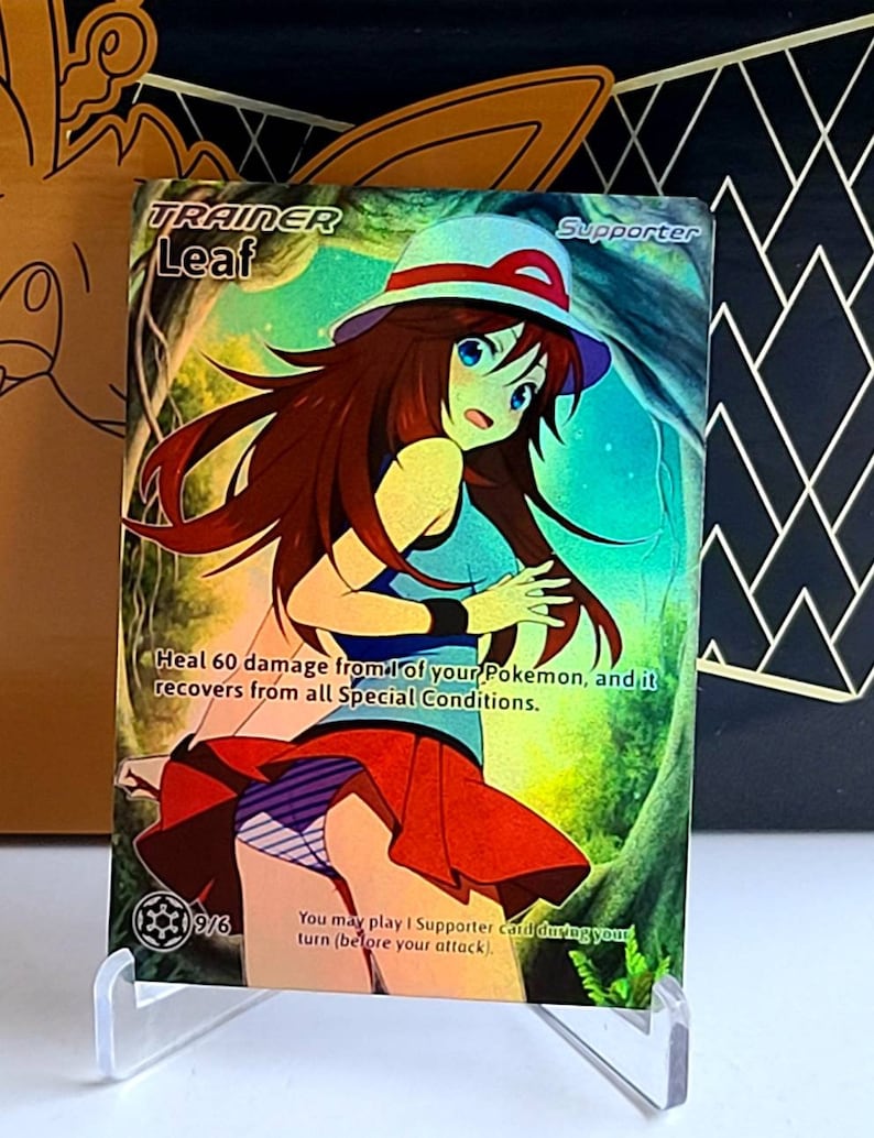 Custom Fan Made Orica Pokemon Card LEAF Full Art Holographic | Etsy