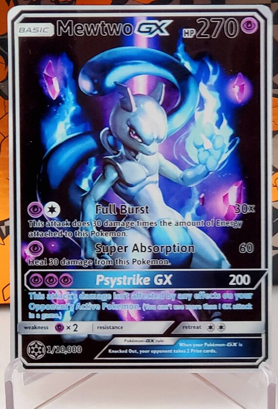 Toys & Games Custom Pokemon Card Blue Mewtwo GX Card Games Games ...