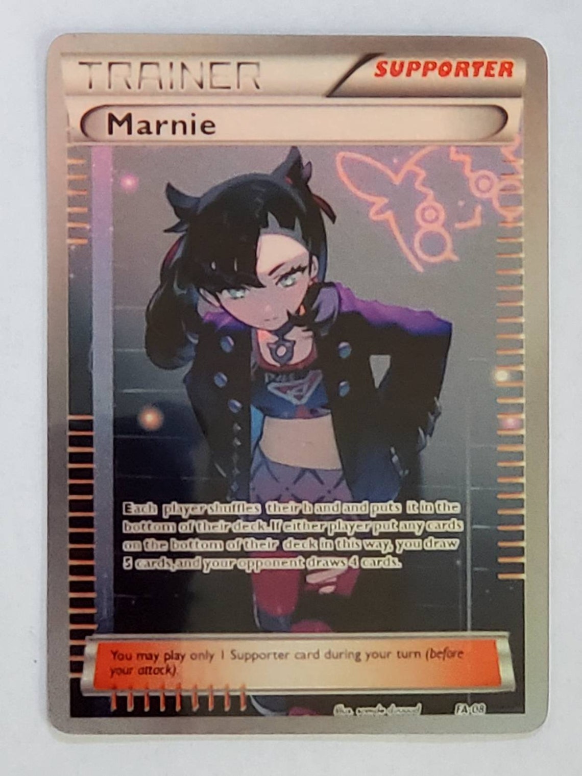 Custom Fan Made Orica Pokemon Card Marnie Full Art Holographic Etsy