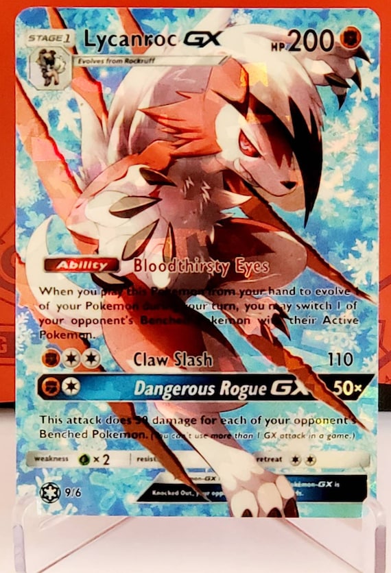 Custom Fan Made Orica Pokemon Card LYCANROC GX Full Art Holographic Art ...