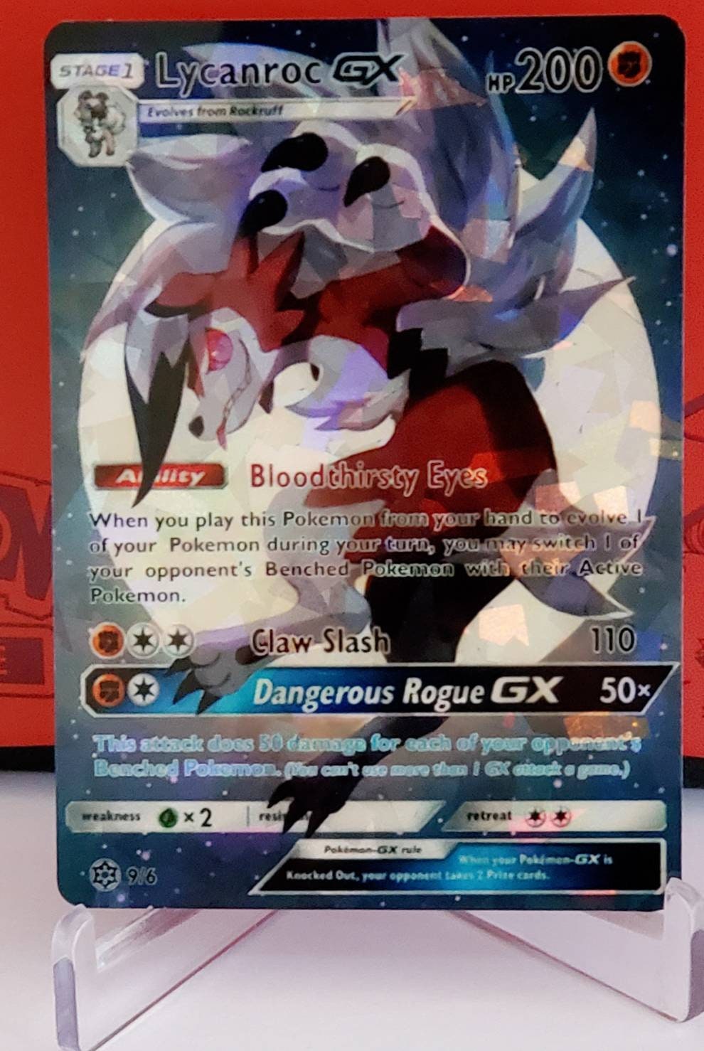Custom Fan Made Orica Pokemon Card LYCANROC GX Full Art Holographic Art ...
