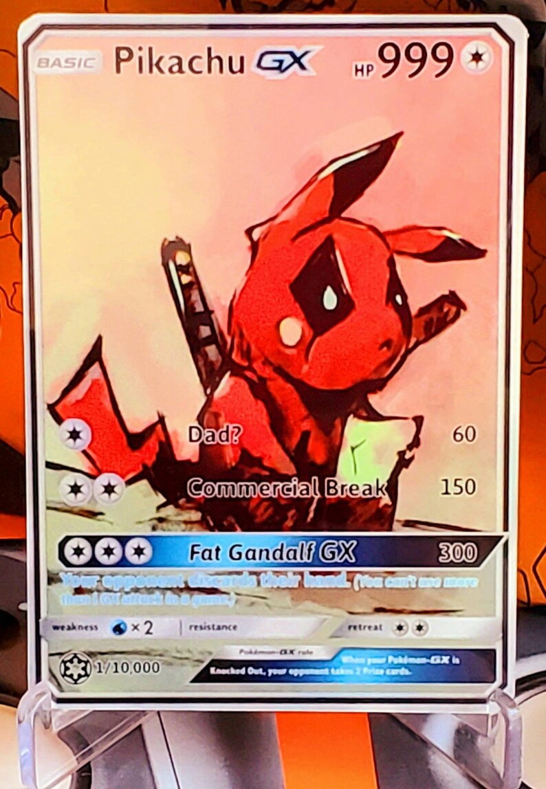 Custom Fan Made Orica Pokemon Card Pikachu GX as Deadpool | Etsy