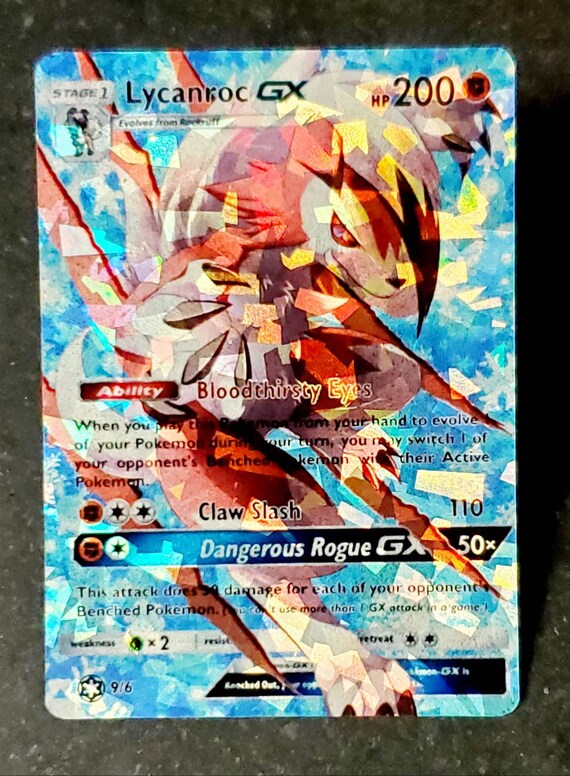 Custom Fan Made Orica Pokemon Card LYCANROC GX Full Art Holographic Art ...