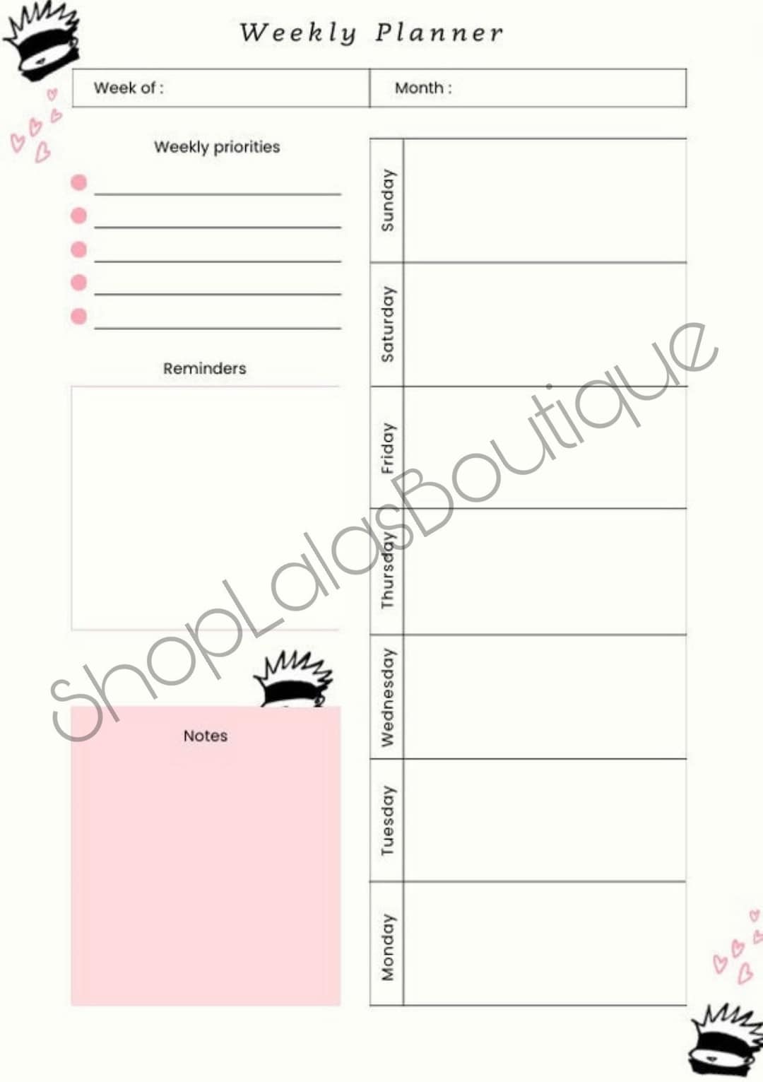 Gojo Satoru Inspired Daily Planner | Anime Printable (instant Download ...